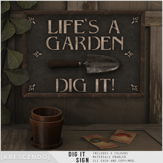 Second Life Marketplace - [Kres] Dig It sign